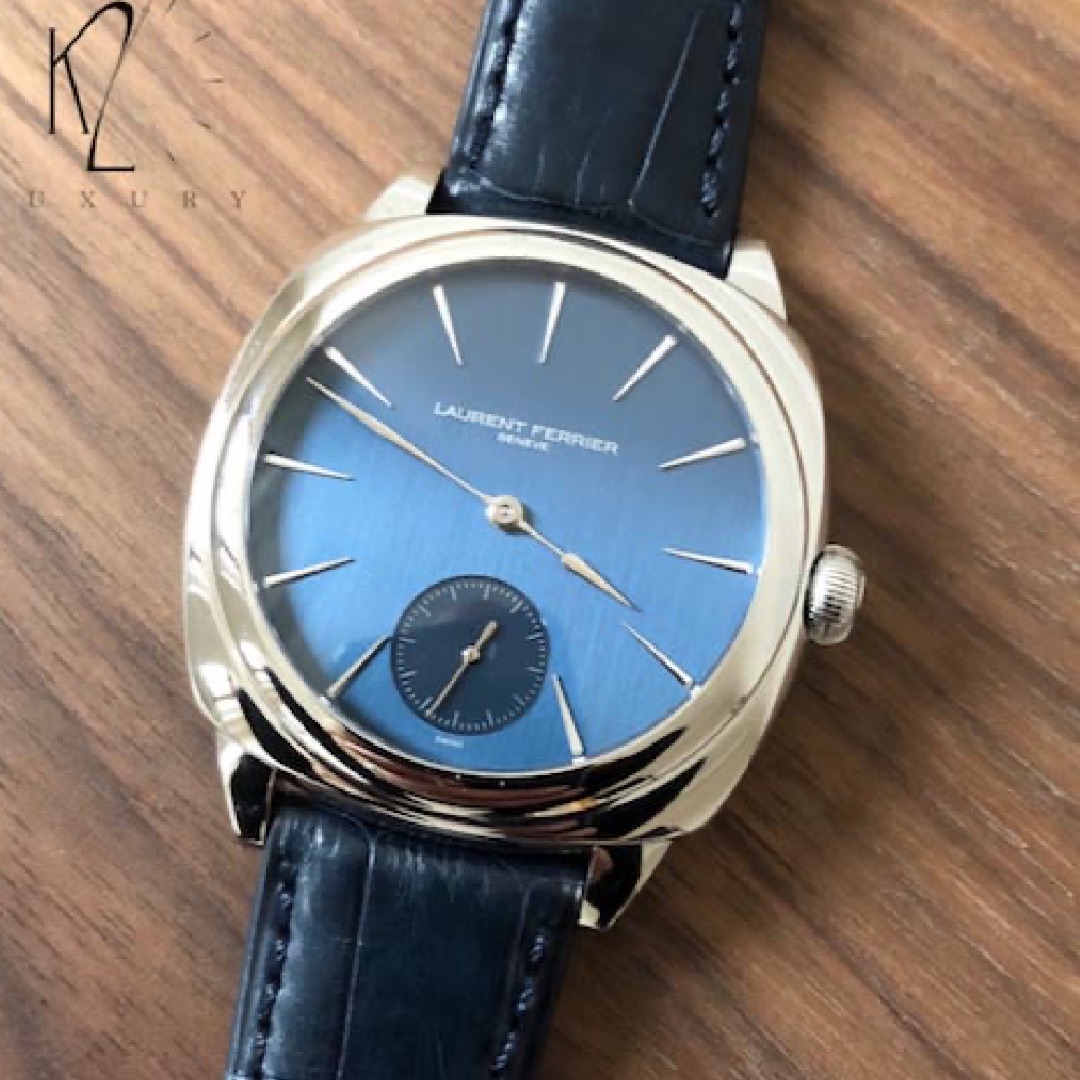 Laurent Ferrier Galet Square Blue Dial Crocodile Skin Bracelet Steel ...
