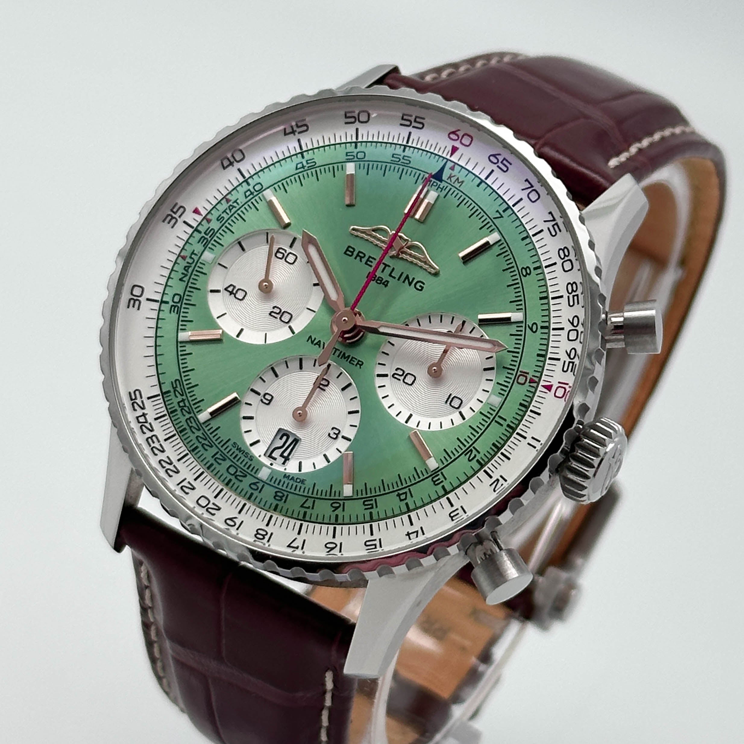Breitling Navitimer Green Dial Leather Bracelet $7,504.83$ - Winder